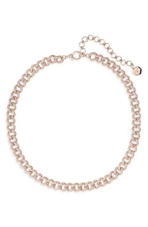 Shay Medium Pavé Diamond Link Necklace - Rose Gold