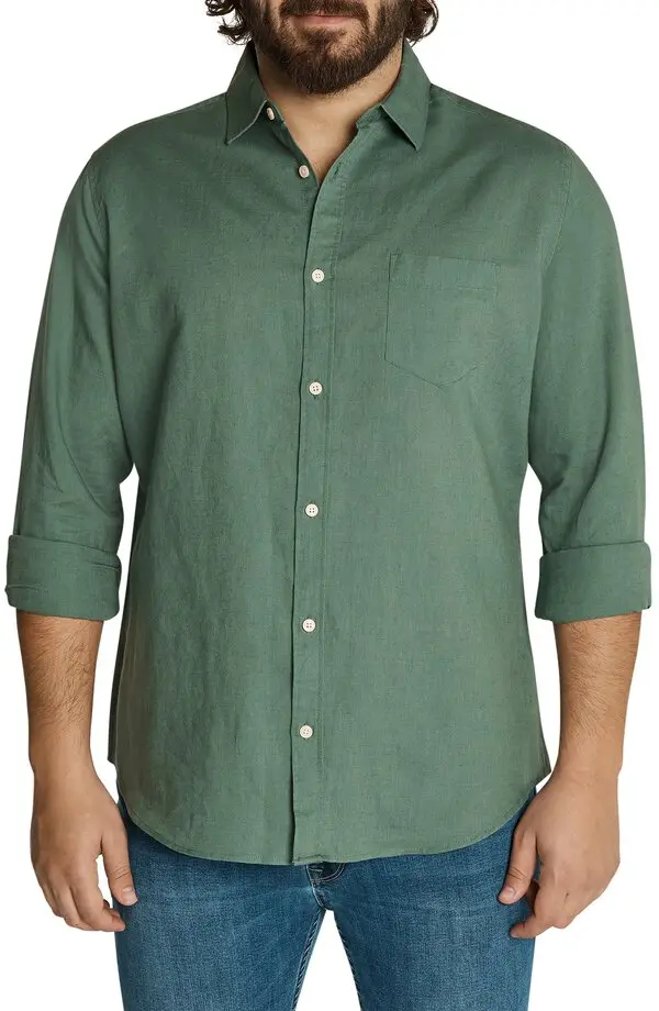 Johnny Bigg Anders Relaxed Fit Button-Up Linen & Cotton Shirt - Moss |  Editorialist