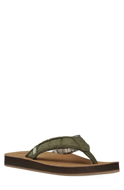 Sanuk Fraid Not Flip Flops - Dark Olive
