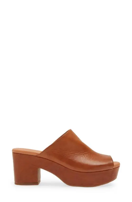 CHOCOLAT BLU Platform Slide Sandal - Brown Leather