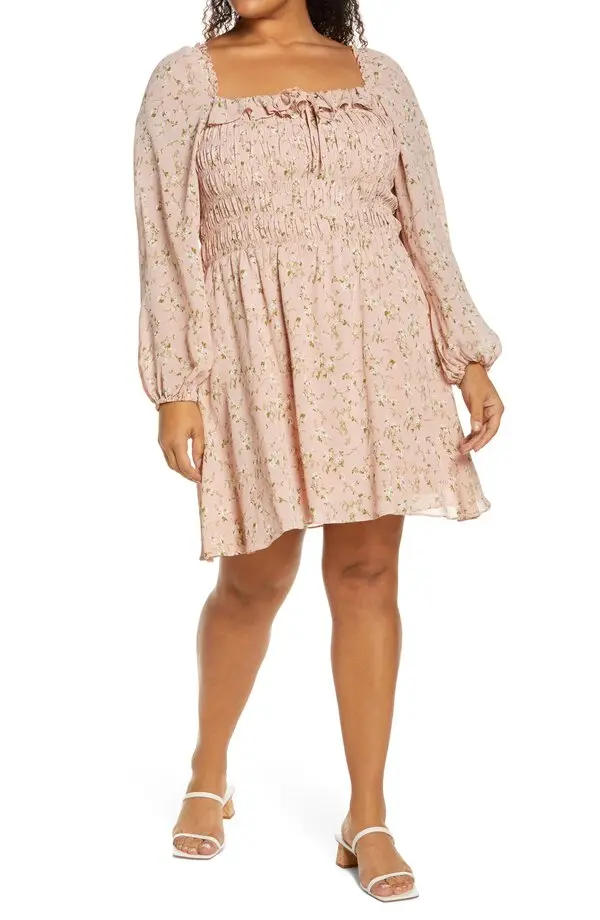 knee length dresses for ladies Plus Size Loose Long Sleeve Babydoll Dress (EXTRA BIG SIZE) – Pluspreorder main image 0