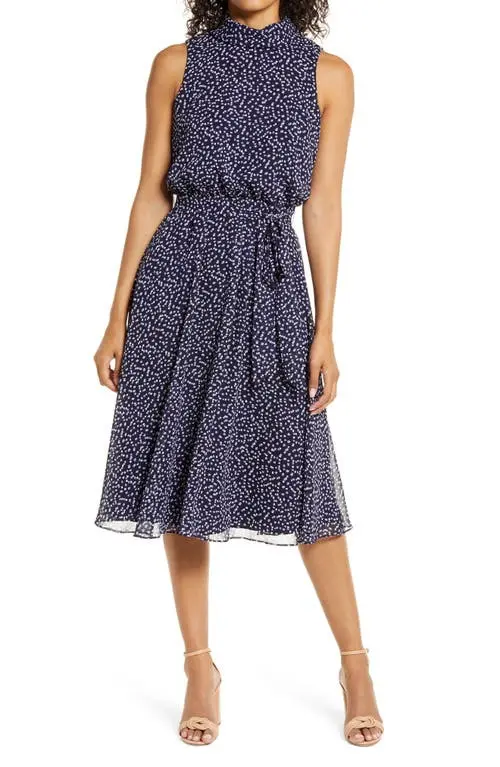 HARPER ROSE Confetti Print Blouson Midi Dress