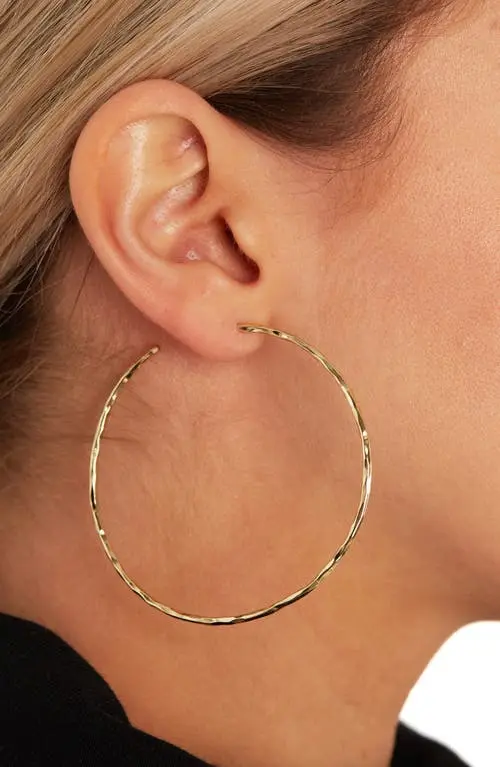Argento Vivo Hammered Large Hoop Earrings - Gold Vermeil