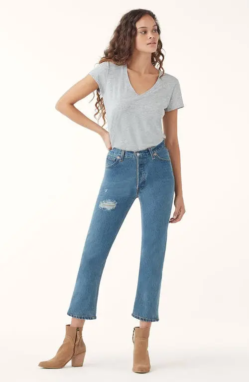 Splendid Kate V-neck T-shirt - Heather Grey