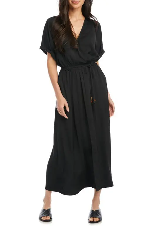 Karen Kane Cuffed Sleeve Midi Dress - Black