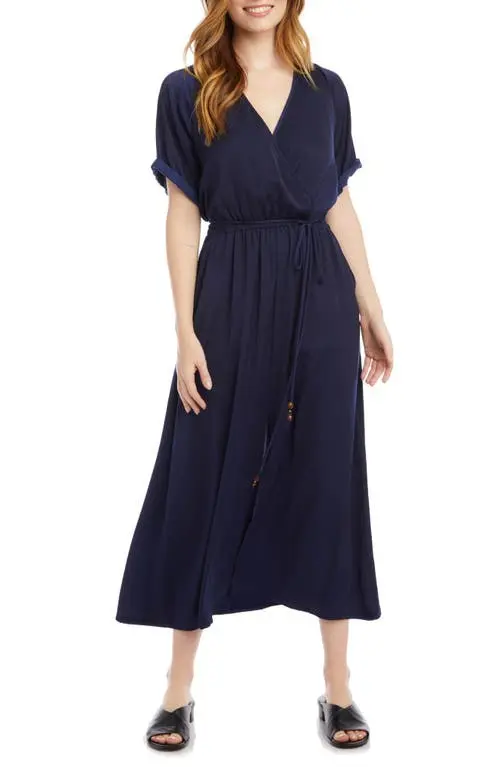 Karen Kane Cuffed Sleeve Midi Dress - Navy