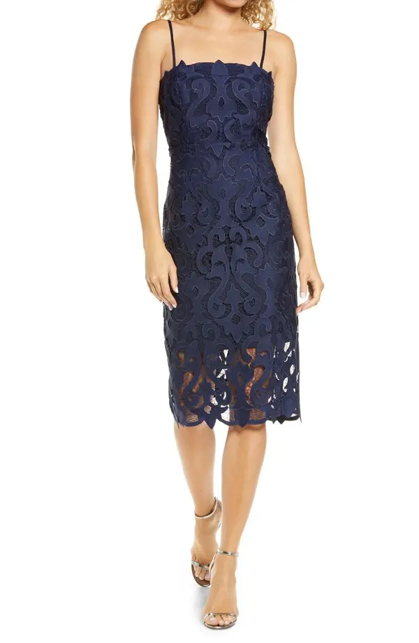 Bardot Lina Lace Cocktail Dress In Navy - 40% Off | Editorialist