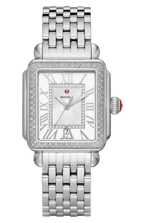 Michele Deco Madison Diamond Bracelet Watch - Silver