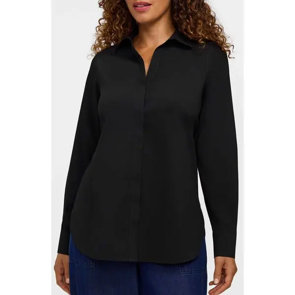 Foxcroft Kylie Non-iron Cotton Button-up Shirt - Black