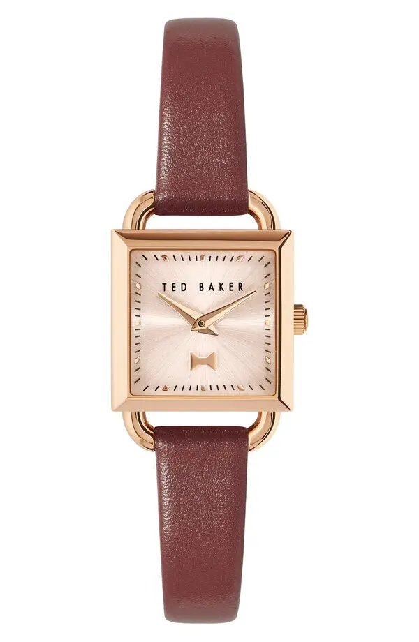 Ted Baker London Taliah Bow Leather Strap Watch - Rose 