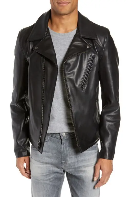 SCHOTT Waxy Cowhide Leather Moto Jacket