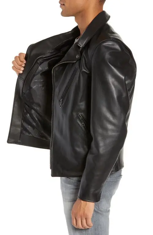 SCHOTT Waxy Cowhide Leather Moto Jacket