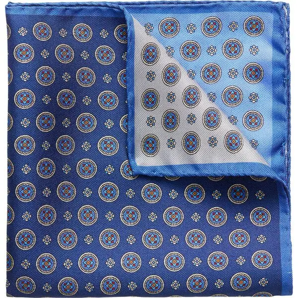 Eton Four-in-one Printed Silk Pocket Square - Blue