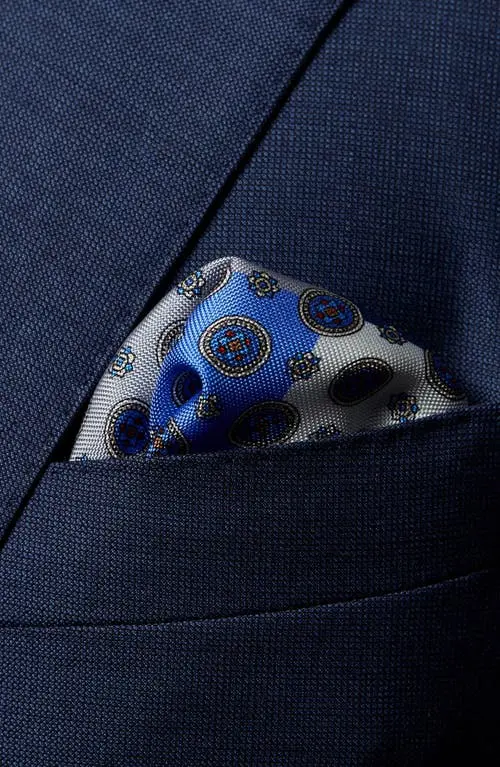 Eton Four-in-one Printed Silk Pocket Square - Blue