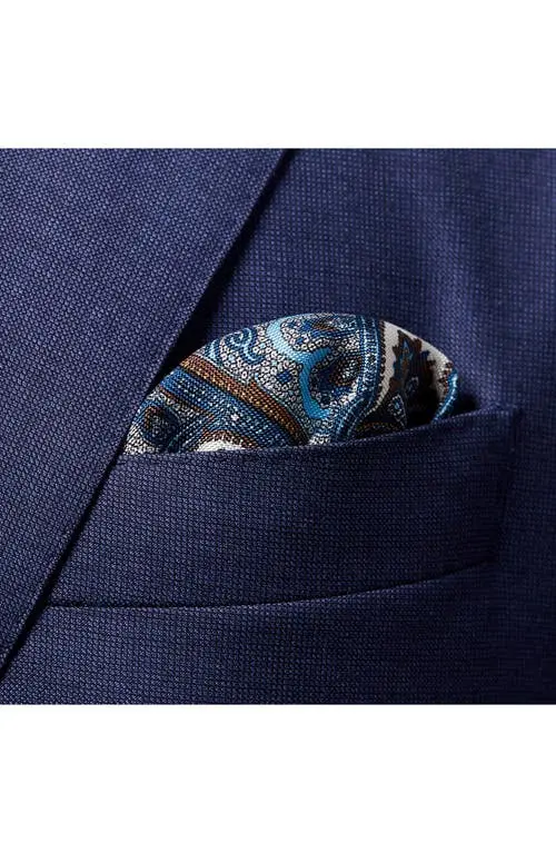 Eton Paisley Silk Pocket Square - Navy