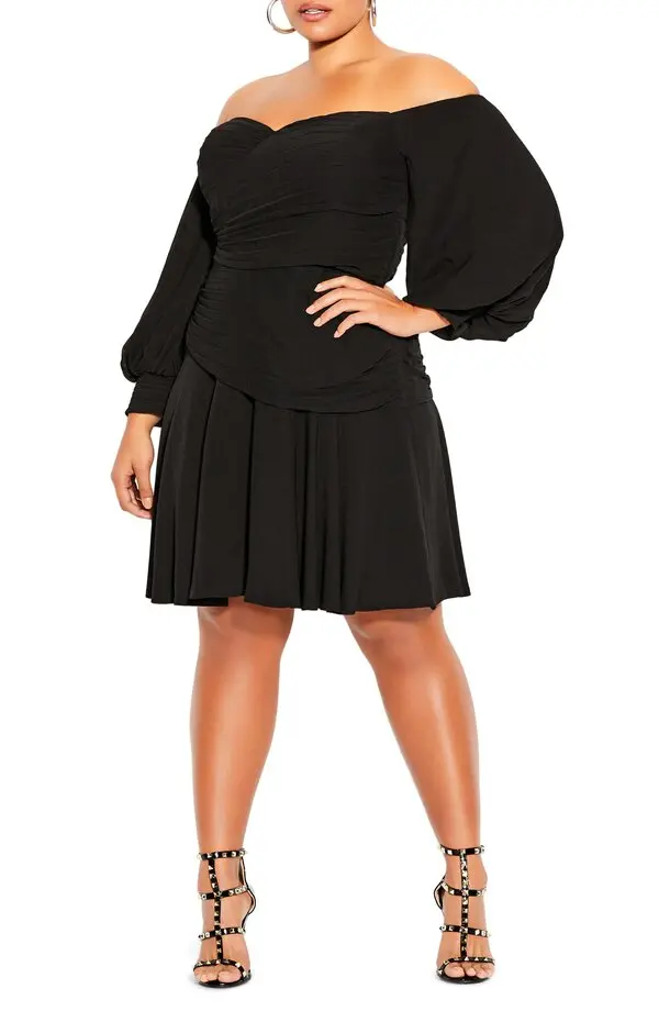City Chic Rebel Royale Off The Shoulder Cocktail Dress - Black |  Editorialist