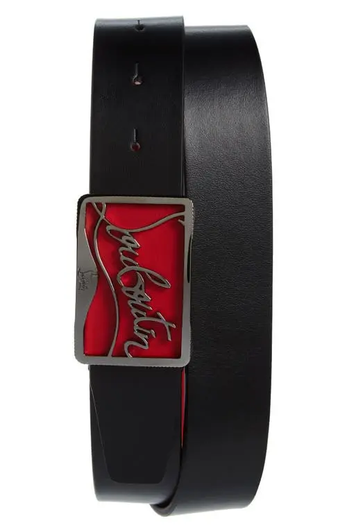 CHRISTIAN LOUBOUTIN Ricky Leather Belt - Black/red/black Gunm