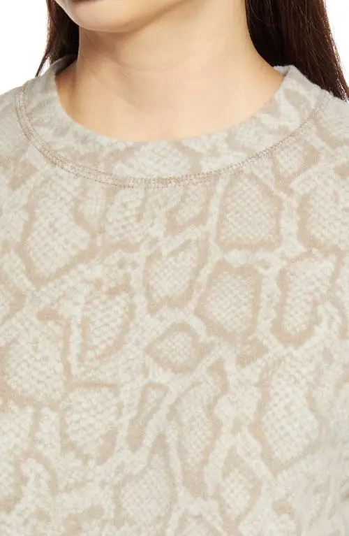 Loveappella Snake Print Crewneck Sweater - Camel