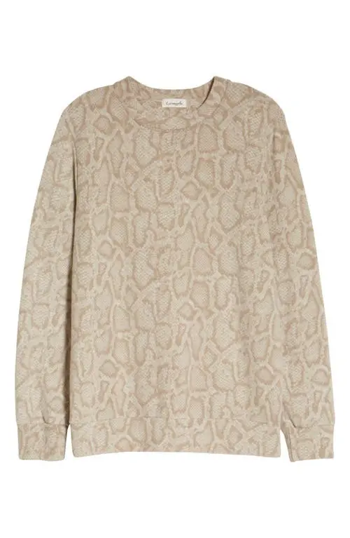 Loveappella Snake Print Crewneck Sweater - Camel