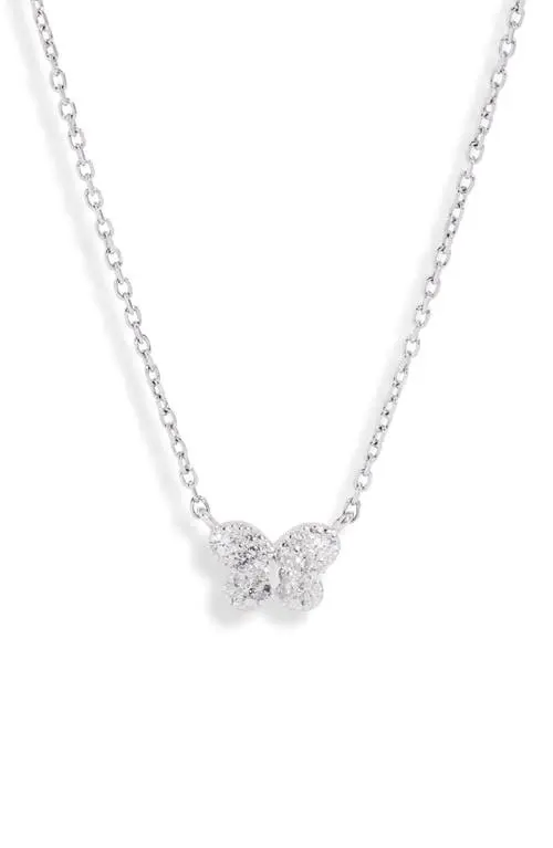 Anzie Love Letter Sapphire Pavé Butterfly Pendant Necklace - Silver