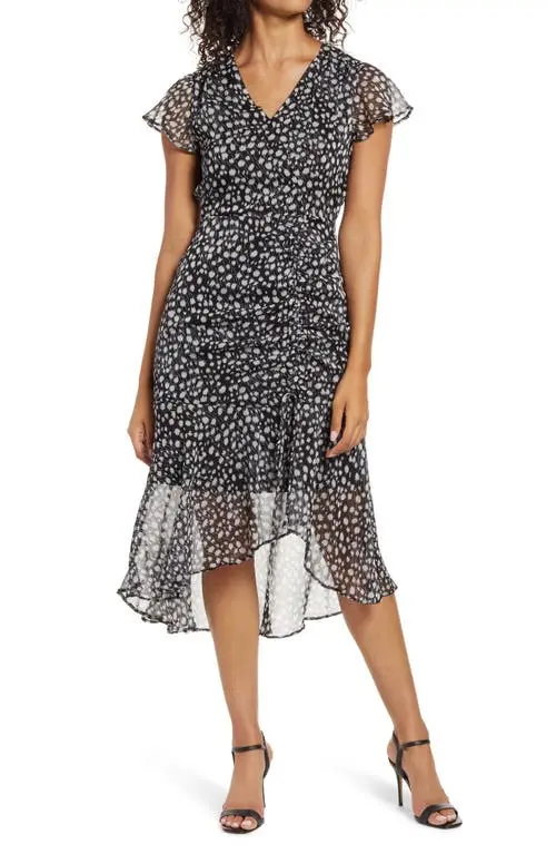 Sam Edelman Printed Ruched Midi Dress