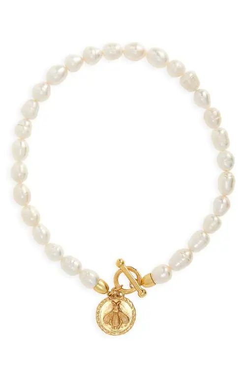 KARINE SULTAN Bee Pendant Pearl Choker - Gold