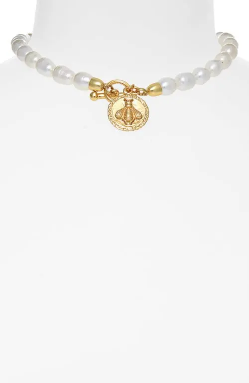 KARINE SULTAN Bee Pendant Pearl Choker