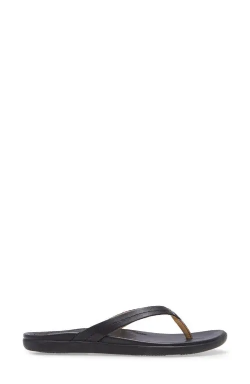 Olukai Honu Flip Flop - Black/ Black