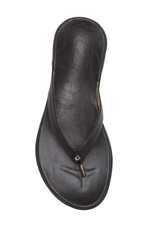 Olukai Honu Flip Flop - Black/ Black
