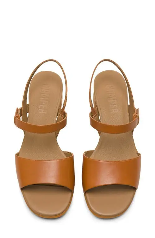 Camper Katie Block Heel Sandal - Medium Brown