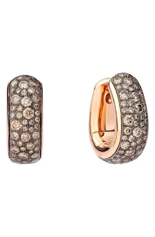 Pomellato Iconica Diamond Huggie Hoop Earrings - Rose Gold