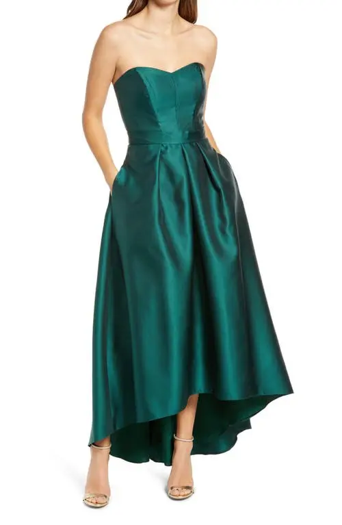 Alfred Sung Strapless High-low Ballgown - Hunter