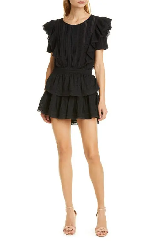 LoveShackFancy Natasha Ruffle Tiered Minidress - Black