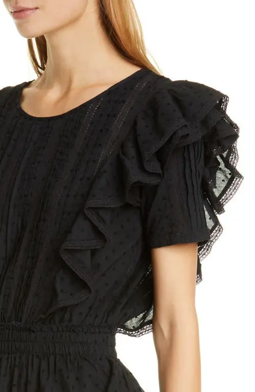 LoveShackFancy Natasha Ruffle Tiered Minidress - Black