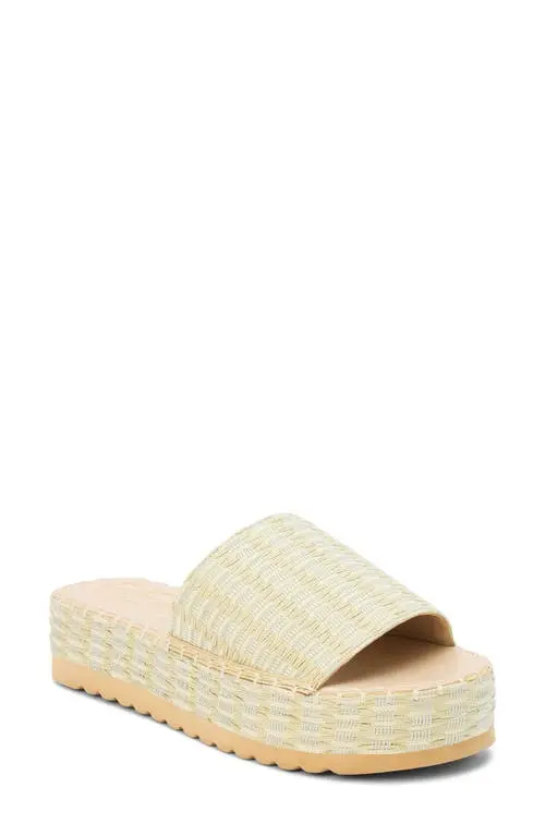 Matisse Del Mar Platform Slide Sandal - Pistachio Multi Raffia