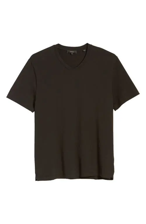 Vince Regular Fit Garment Dyed V-neck T-shirt - True Black