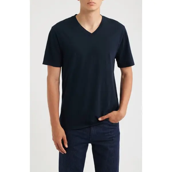 Vince Regular Fit Garment Dyed V-neck T-shirt - Washed Coastal