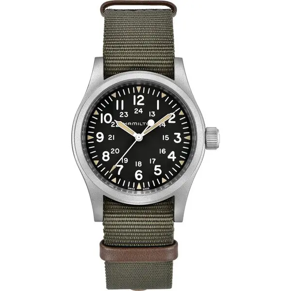 Hamilton Khaki Field Mechanical Nato Strap Watch - Black