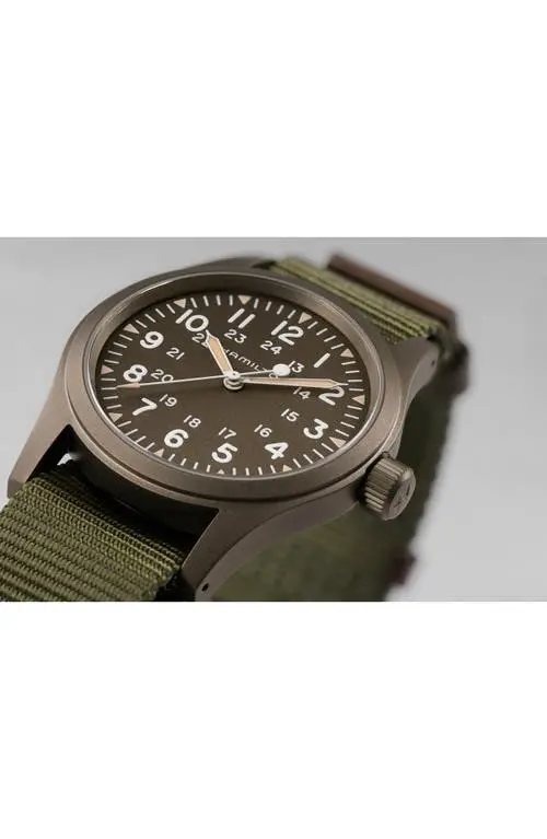 Hamilton Khaki Field Mechanical Nato Strap Watch - Green