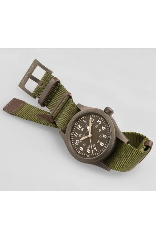 Hamilton Khaki Field Mechanical Nato Strap Watch - Green