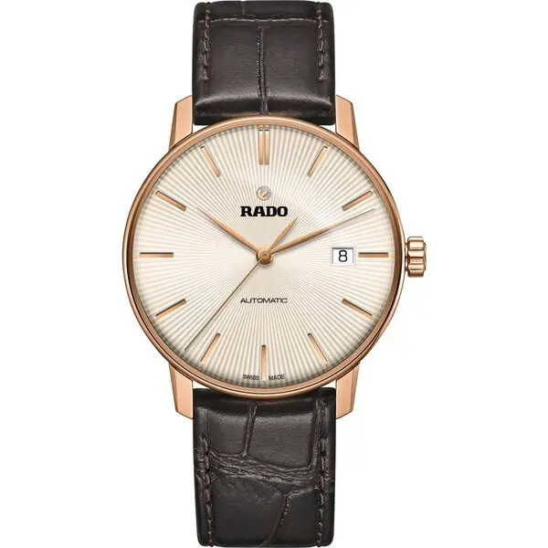 RADO Coupole Classic Automatic Leather Strap Watch - Grey/brown/gunmetal