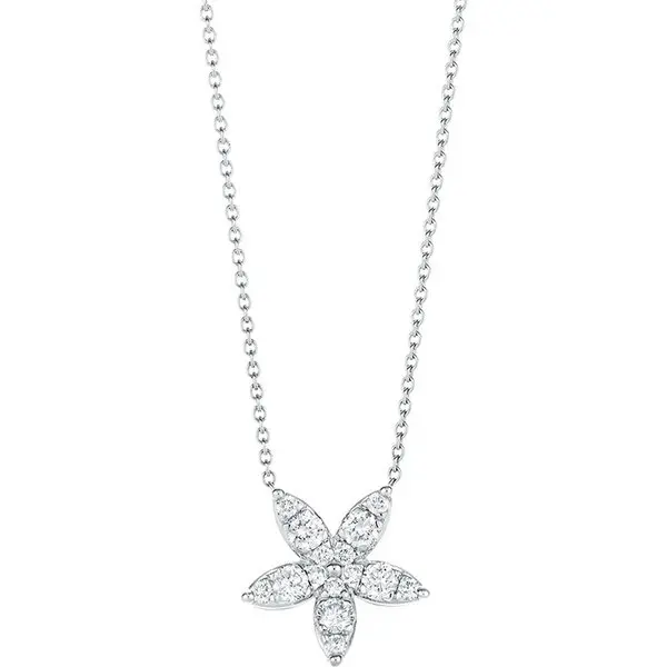Kwiat Diamond Sunburst Flower Pendant Necklace - White Gold