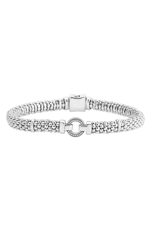 Lagos Enso Boxed Circle Station Caviar Rope Bracelet - Sterling Silver