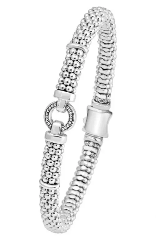 Lagos Enso Boxed Circle Station Caviar Rope Bracelet - Sterling Silver