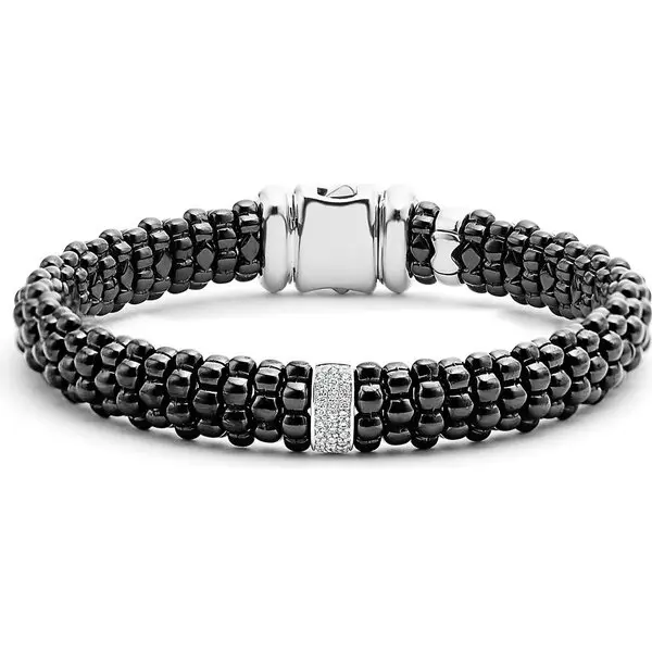 Lagos Sterling Silver And Ceramic Beaded Bracelet - Black/silver
