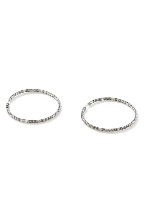 John Hardy Carved Chain Hoop Earrings - Silver
