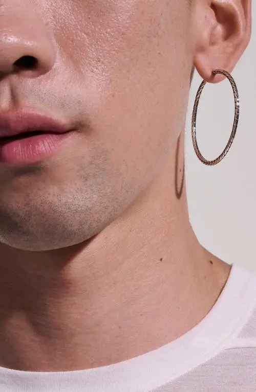 John Hardy Carved Chain Hoop Earrings