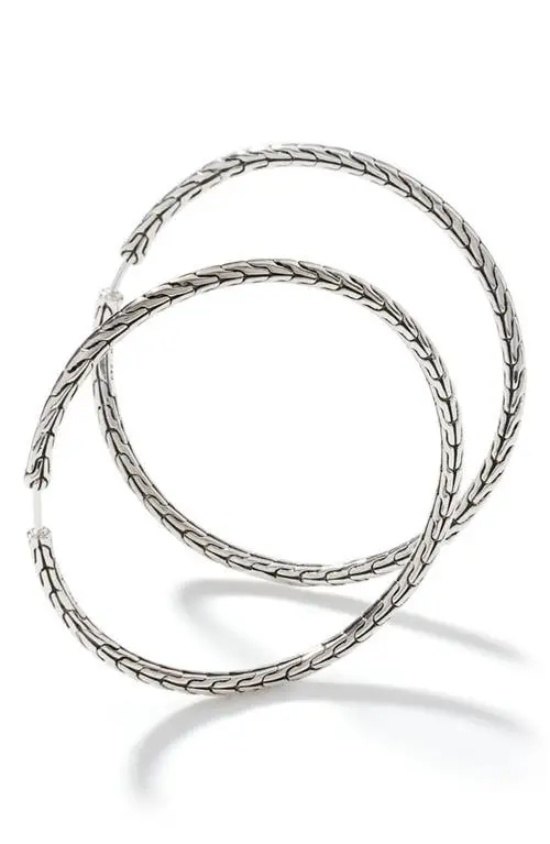 John Hardy Carved Chain Hoop Earrings