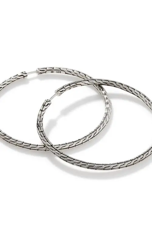 John Hardy Carved Chain Hoop Earrings