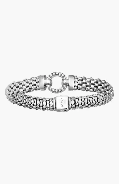 Lagos Enso Circle Game Diamond Caviar Rope Bracelet